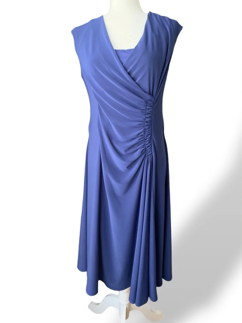 Kasper | Dresses | Kasper Sleeveless Wrapstyle Midi Dress In Royal Blue ...